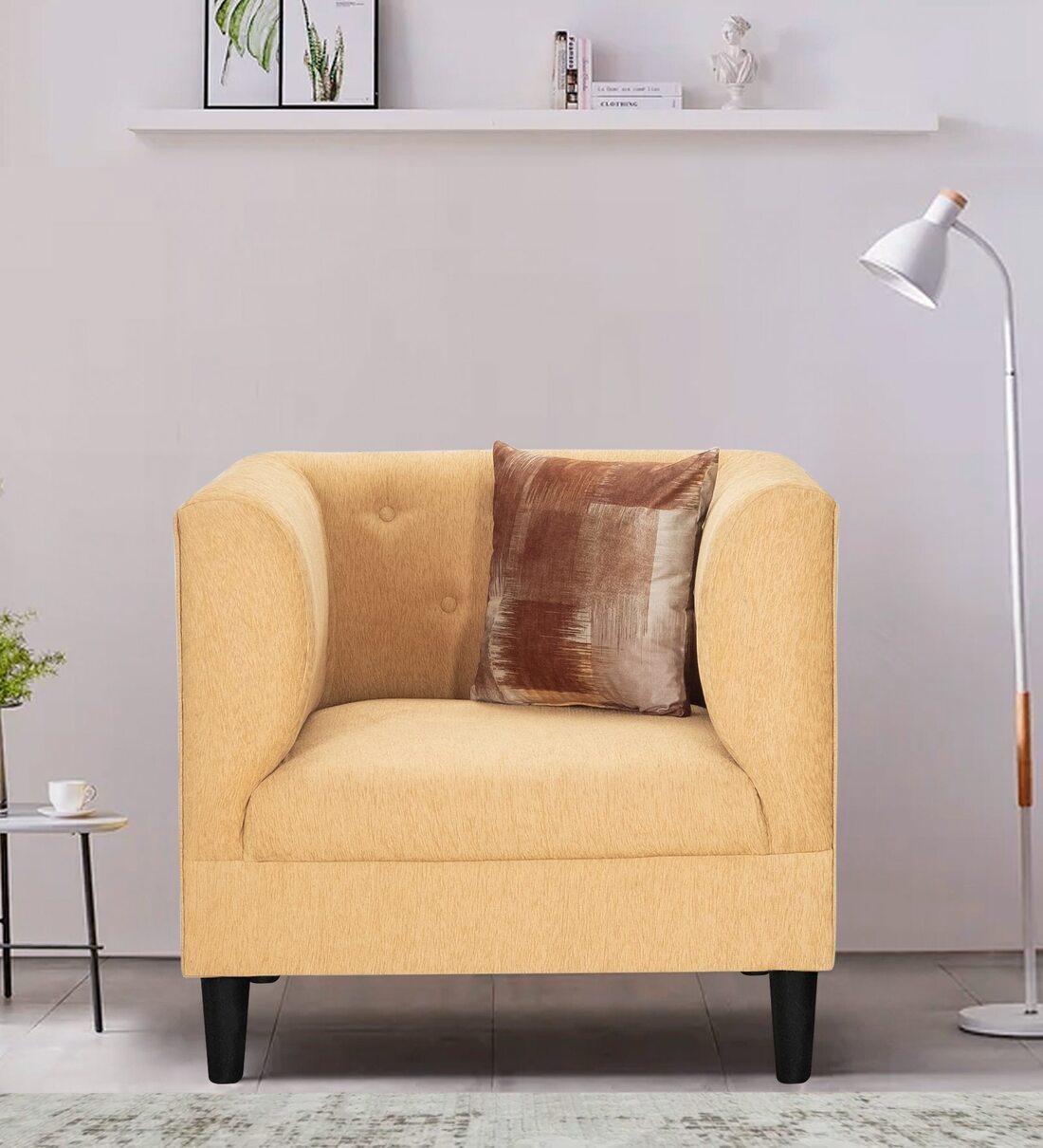 Buy Garnet Fabric 1 Seater Sofa In Light Sand Colour Online - Bucket 1 ...
