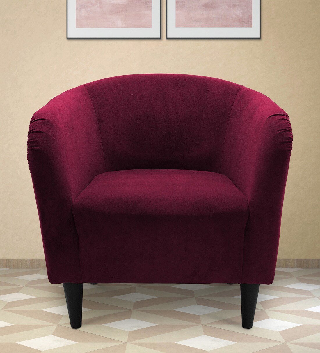 Buy Gasto 1 Seater Sofa in Maroon Colour Online - Barrel Chairs ...