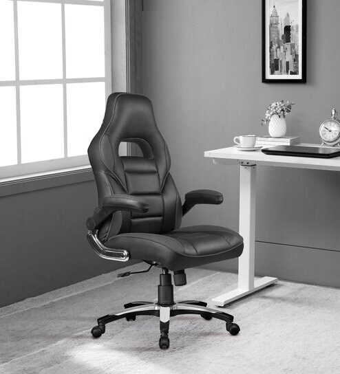 Buy Gaming Leatherette Executive Chair in Black & Grey Colour Online ...