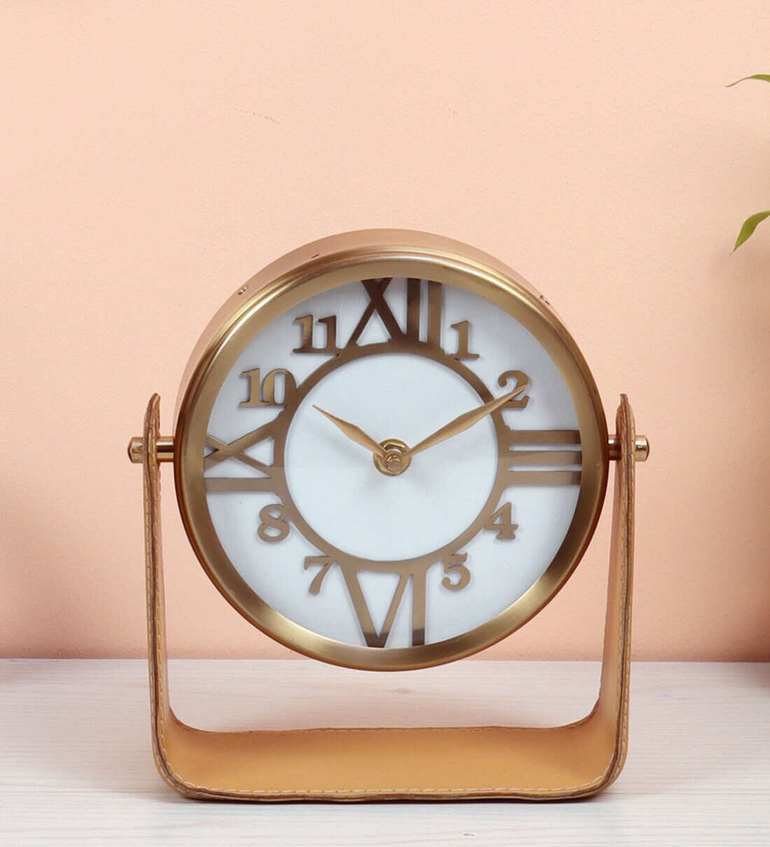Buy Genuine Tan Leather Table Clock at 50% OFF by Decor de Maison ...