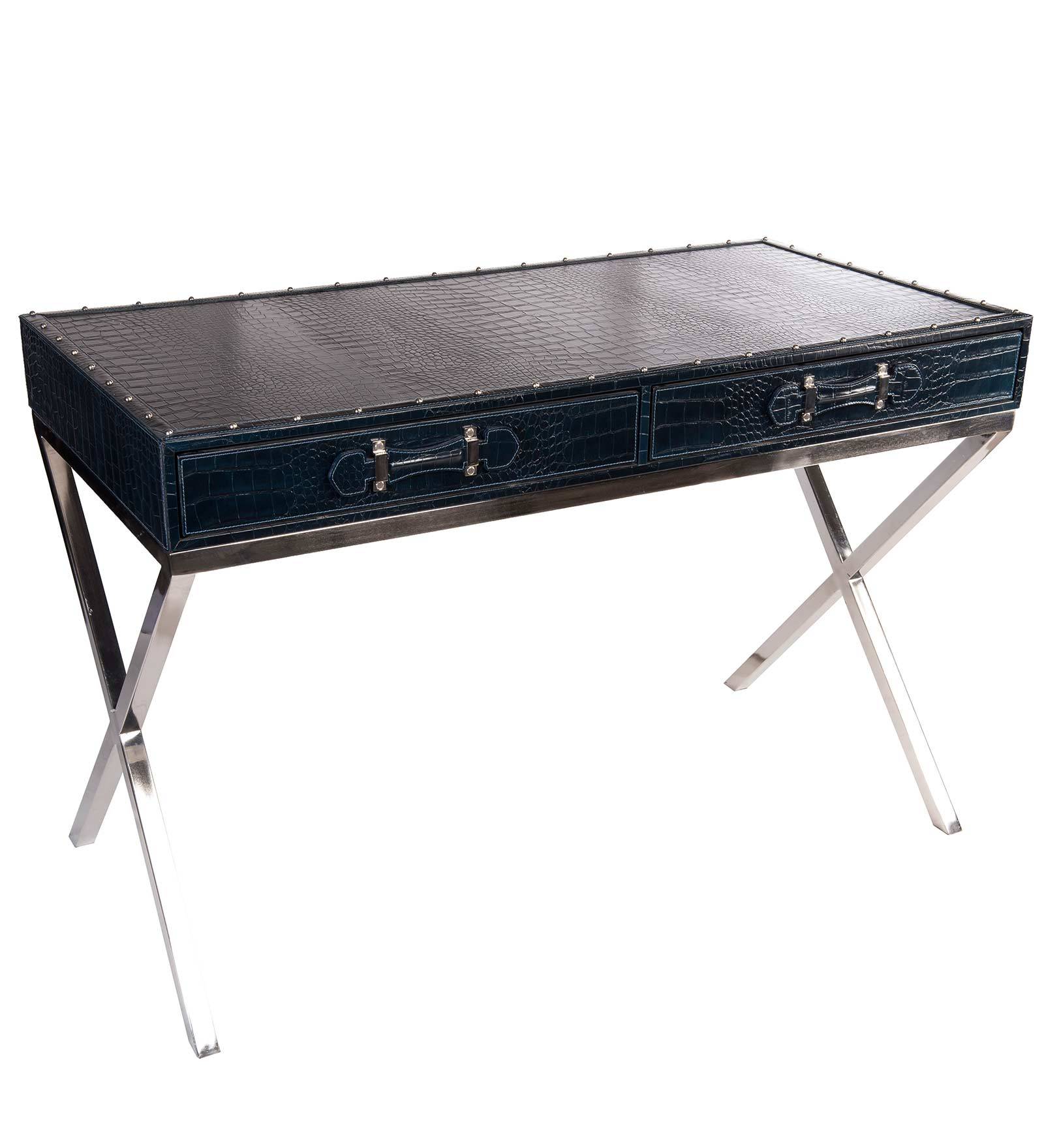 Buy Genuine Leather Study Table in Grey Colour by Three Sixty Degree ...