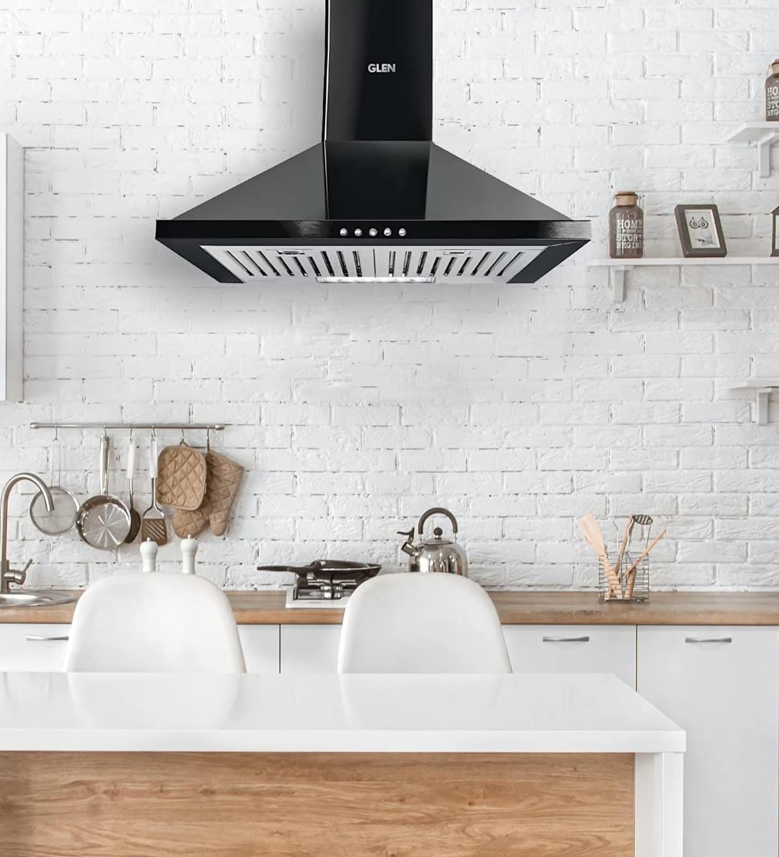 Buy Glen 6050 DX 60cm 1000 M3/H Pyramid Kitchen Chimney Junior in Black ...