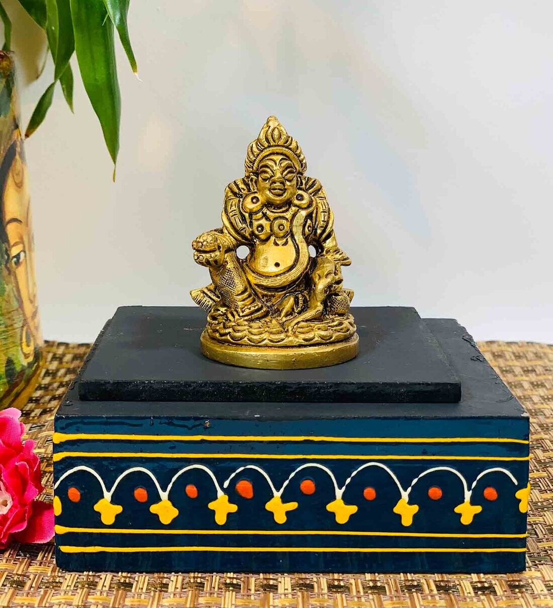 Buy Gold Brass Brass Engraved Kuber Siting Idol by Suriti The Culture ...