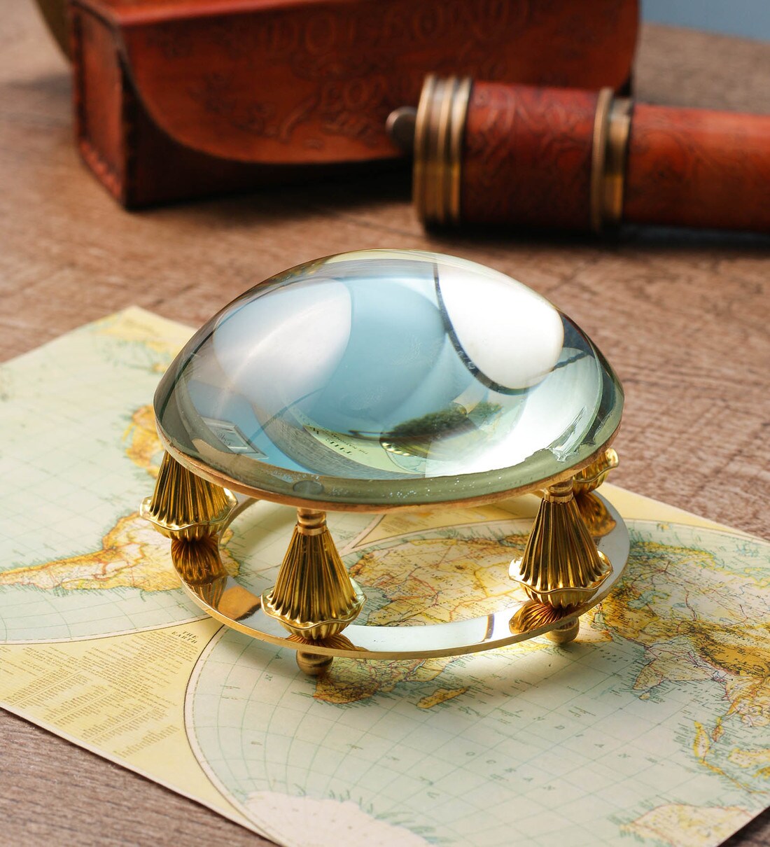 Buy Gold Brass Paper Weight Magnifying Glass Online - Nautical Decor ...