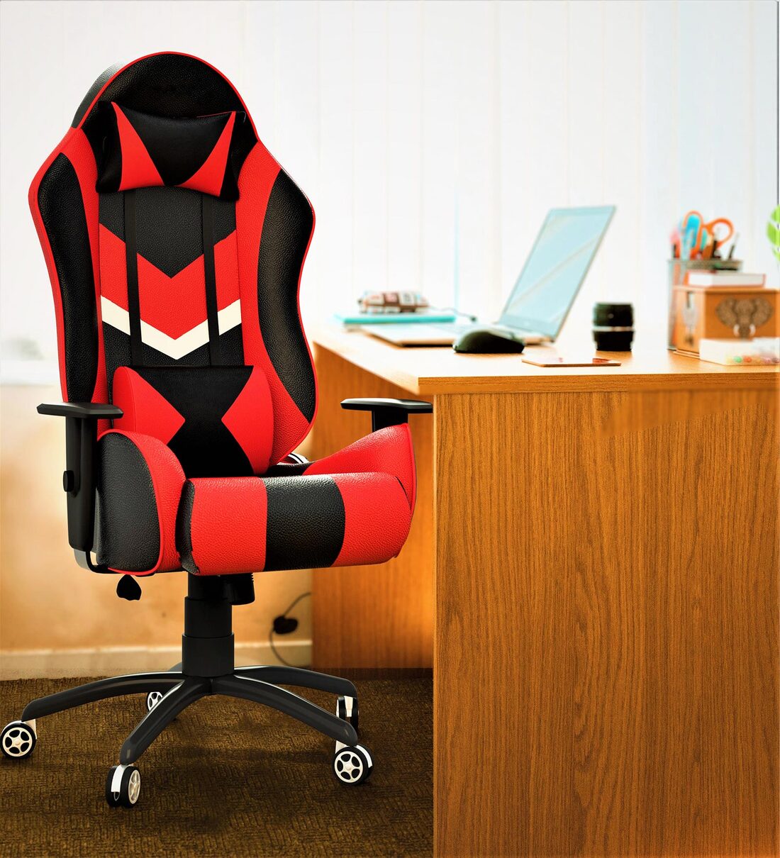 Buy Gold Leatherette Gaming Chair in Red & Black Colour at 63% OFF by ...