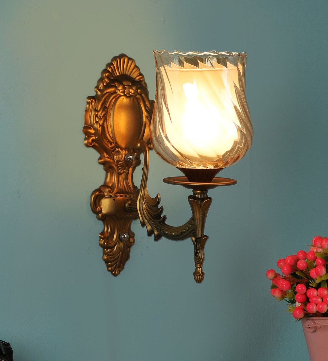 Buy Margie Gold Iron Wall Sconces by Eliante by Jainsons Lights at 45% ...