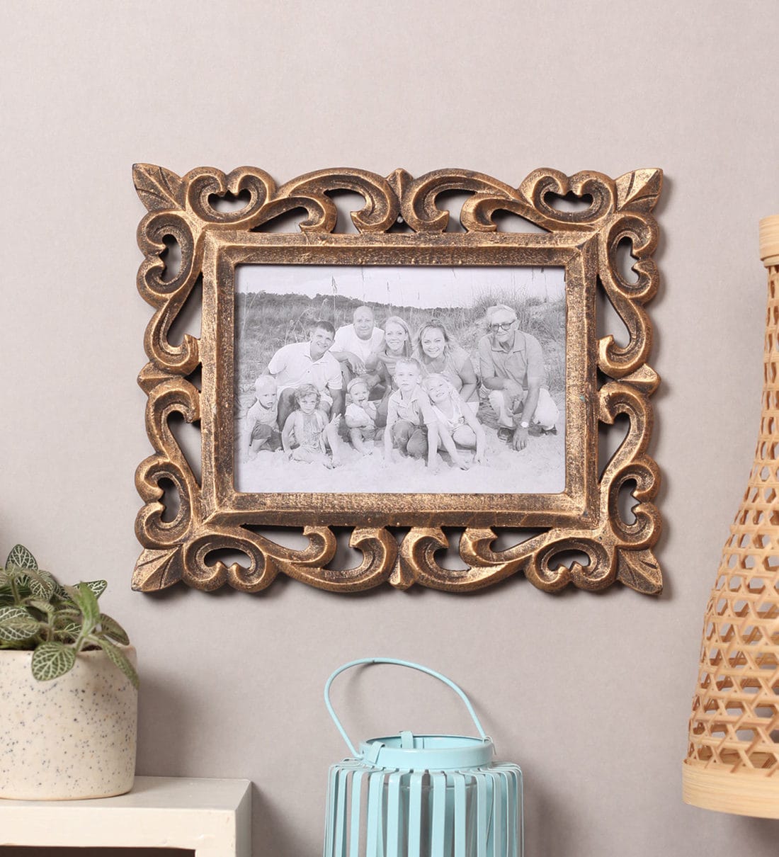 Buy Gold Wooden Handcrafted Horizontal Wall Hanging Photo Frame By ...