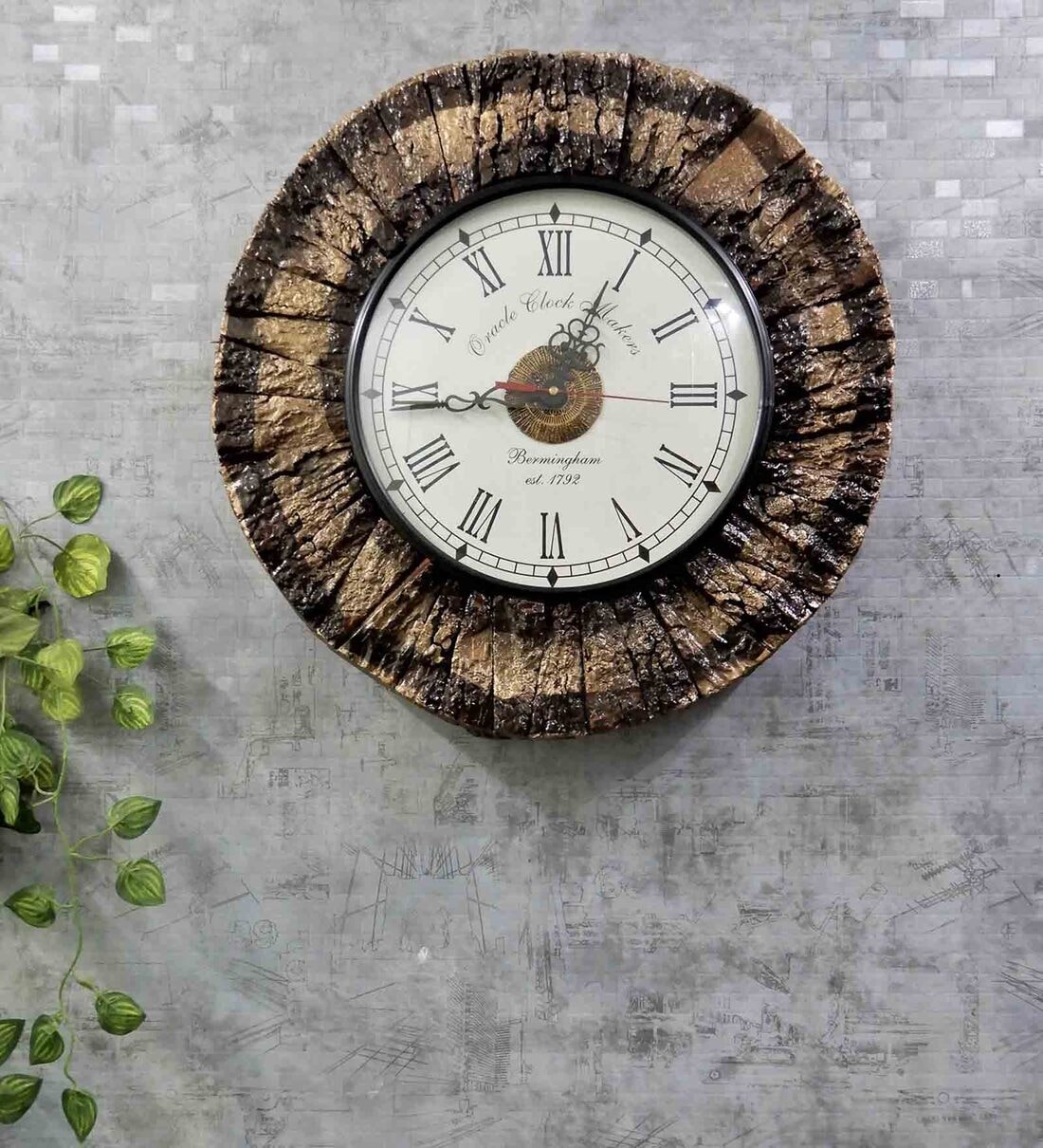 Buy Golden And Brown Solid Wood Analog Wall Clock at 29% OFF by Disoo ...