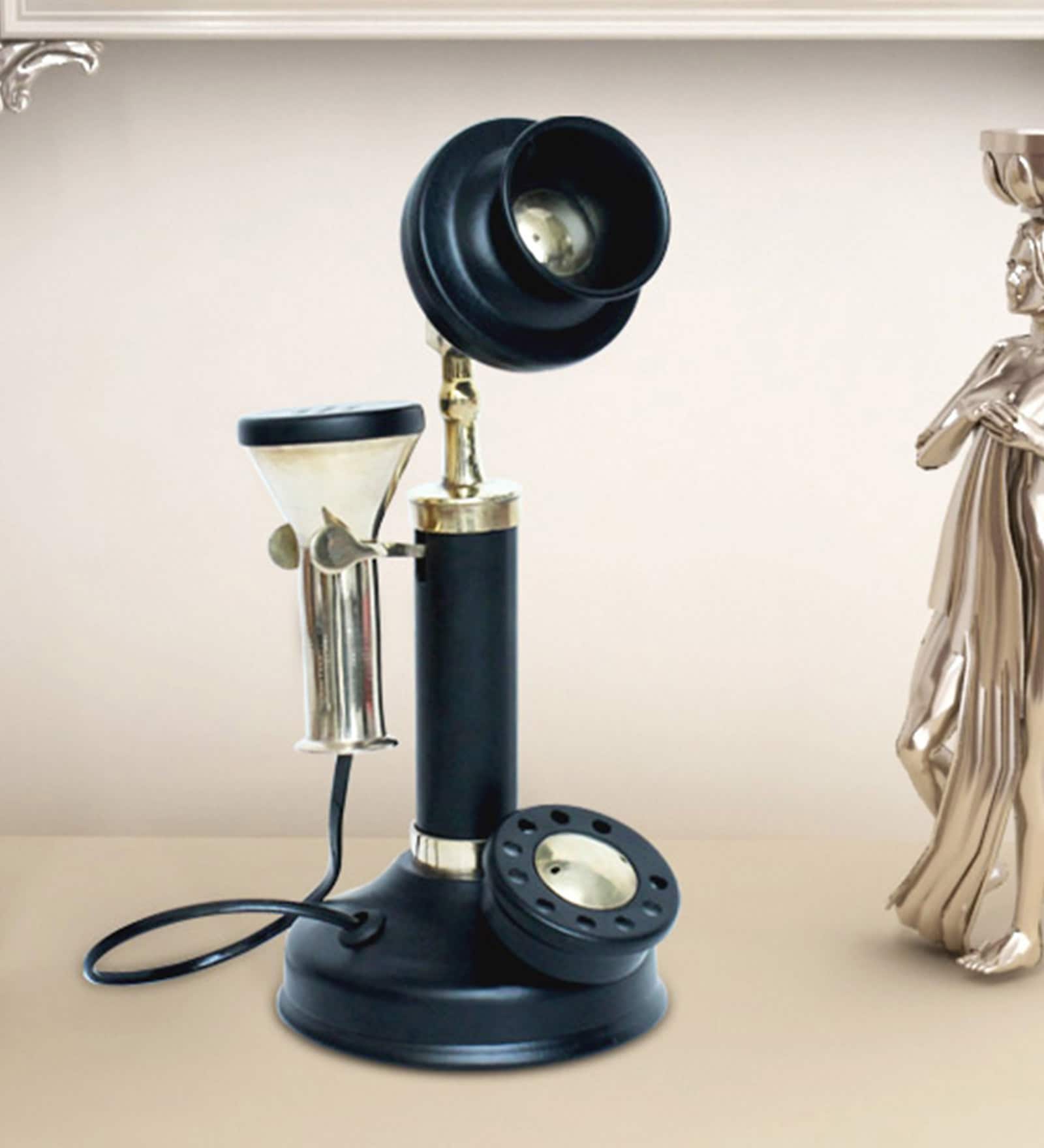 Buy Gold Iron Retro Telephone by Home Sparkle Online - Vintage Decor ...
