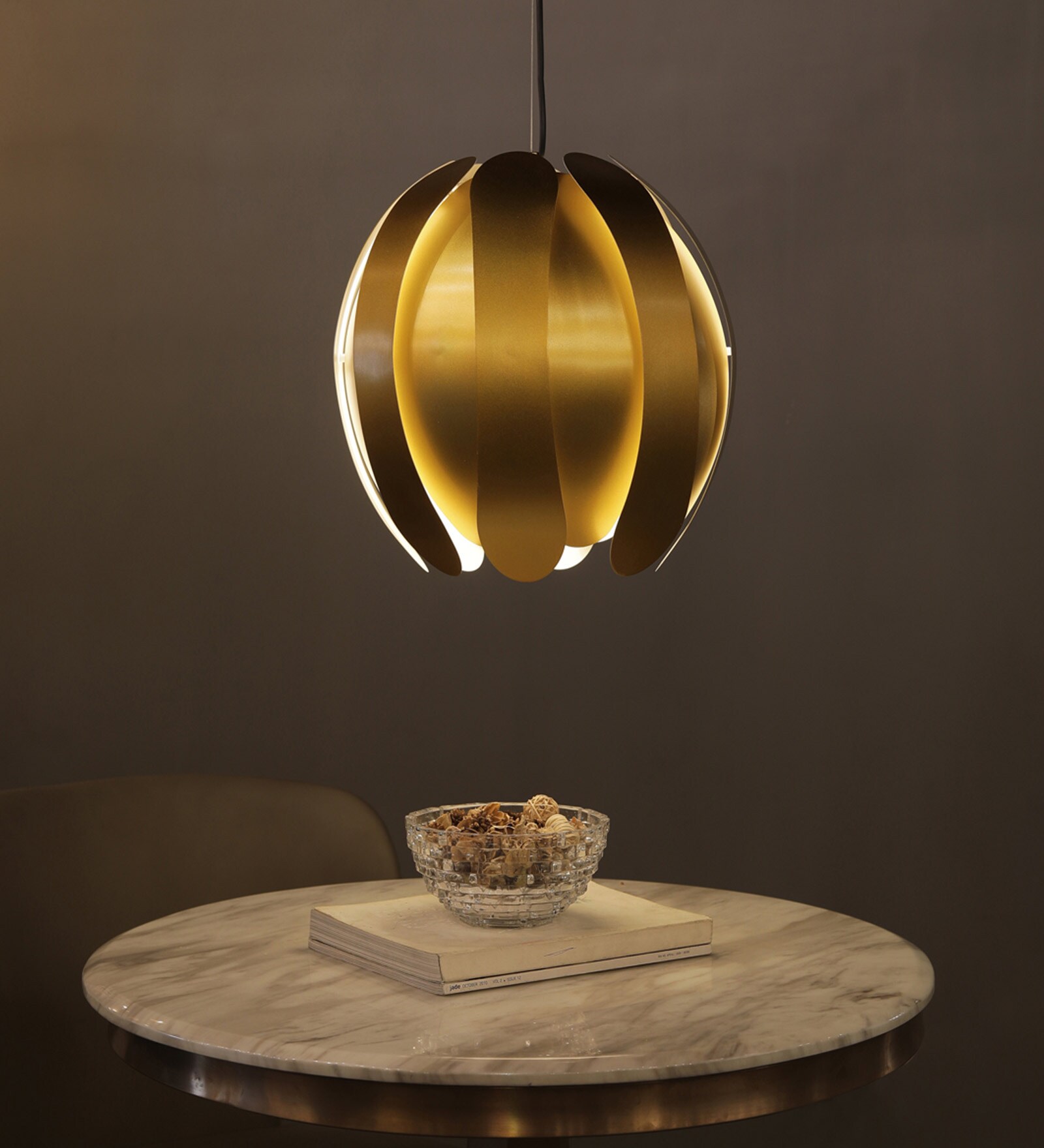 Buy Gold Metal Single Hanging Lights by Jainsons Emporio Online - Globe ...