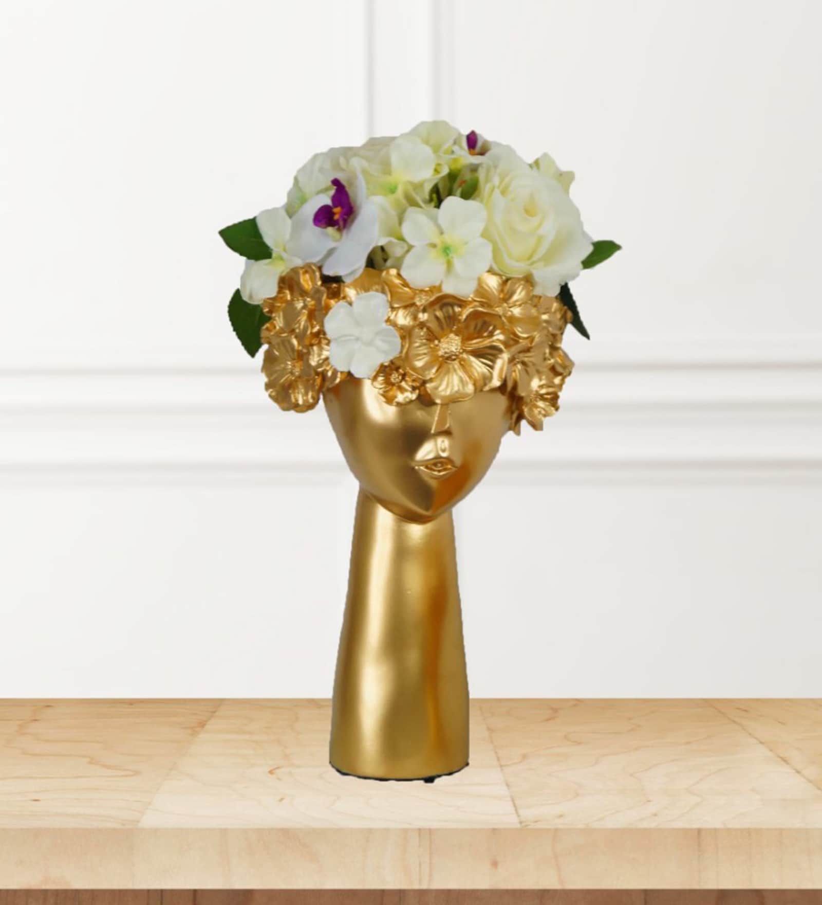 Buy Gold Polyresin Lady Flower Pot Showpiece by The Karak at 53% OFF by ...