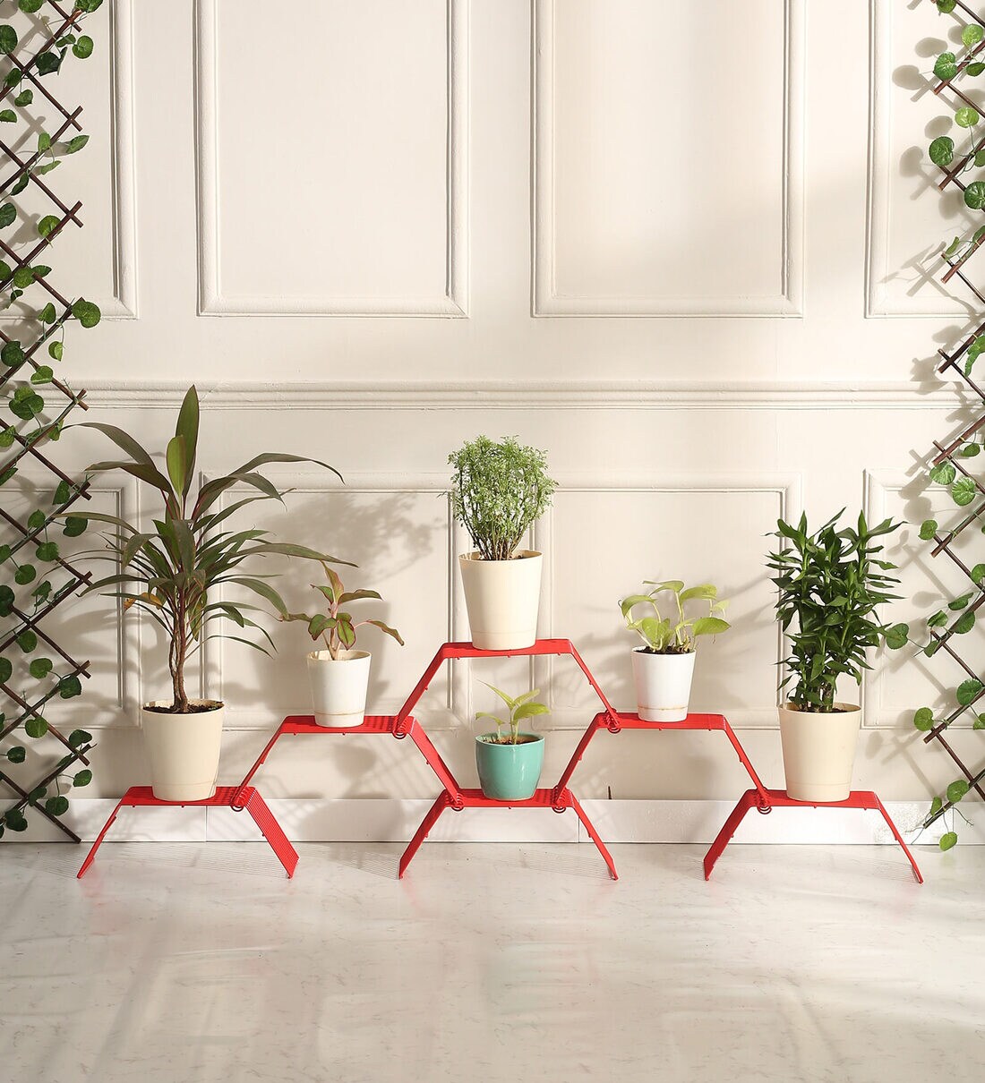 Buy Grandis Red Galvanized Iron Planter Stand (Set of 6) by Meshable at ...