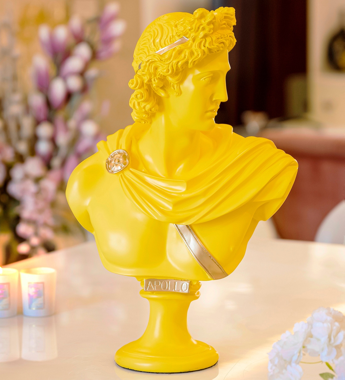 Buy Greek Apollo Bust Yellow Resin Figurine at 100% OFF by VIIVAZ ...