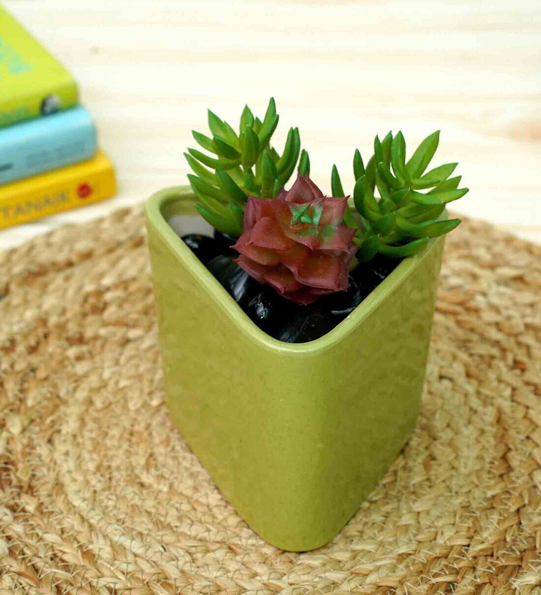 Buy Green Ceramic Triangle Desk Pot at 38% OFF by Gold Dust | Pepperfry