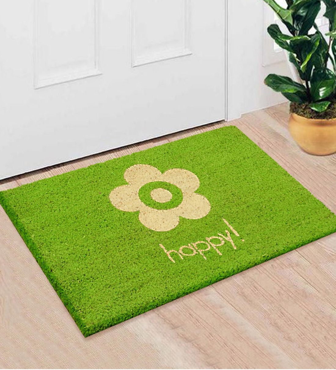 Buy Green Coir Slogan Pattern 24X16 Inch Stain Resistant Door Mat ...