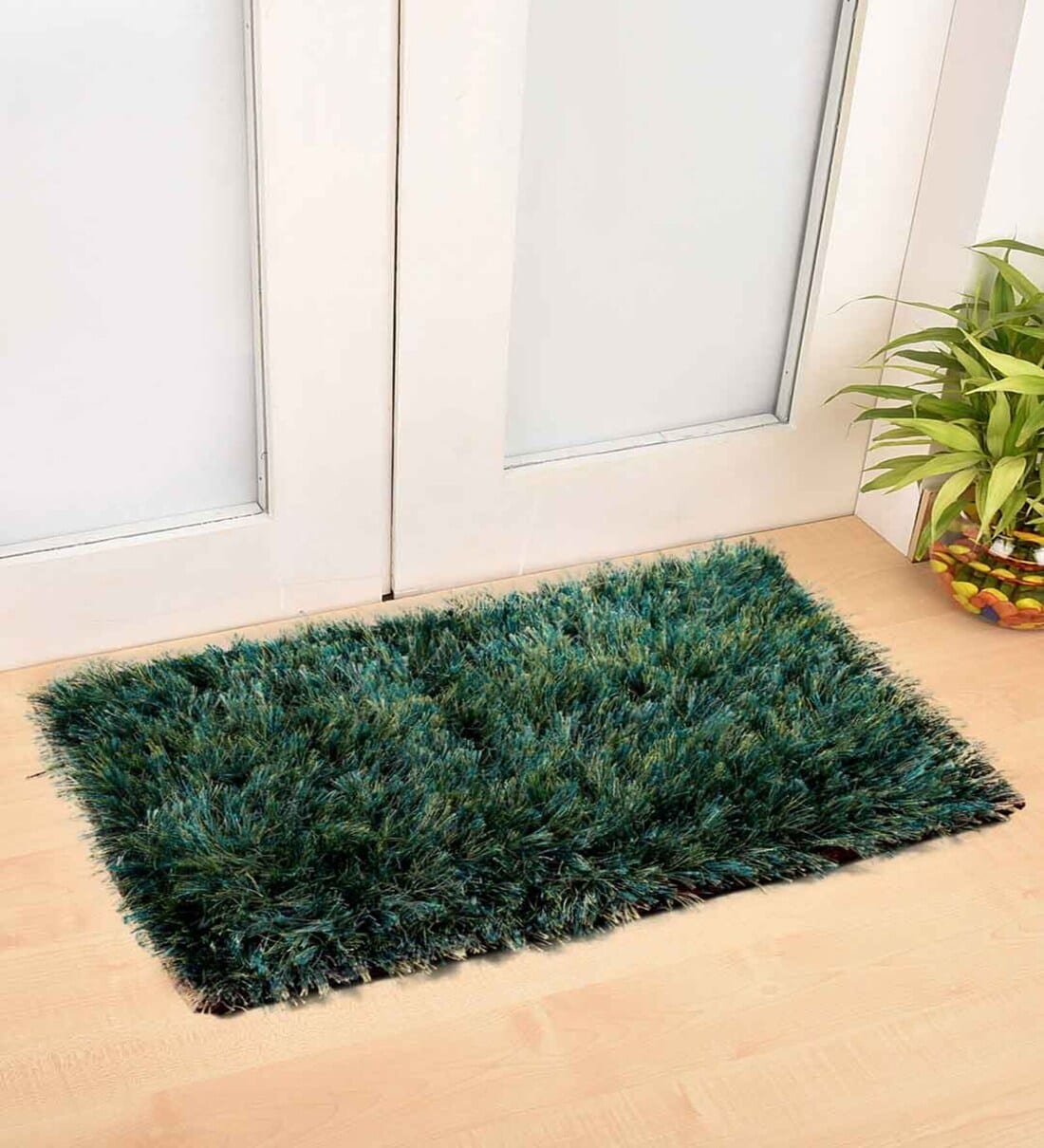 Buy Green Solid Polyester 24 x 17 Inches Anti Skid Door Mat by ...