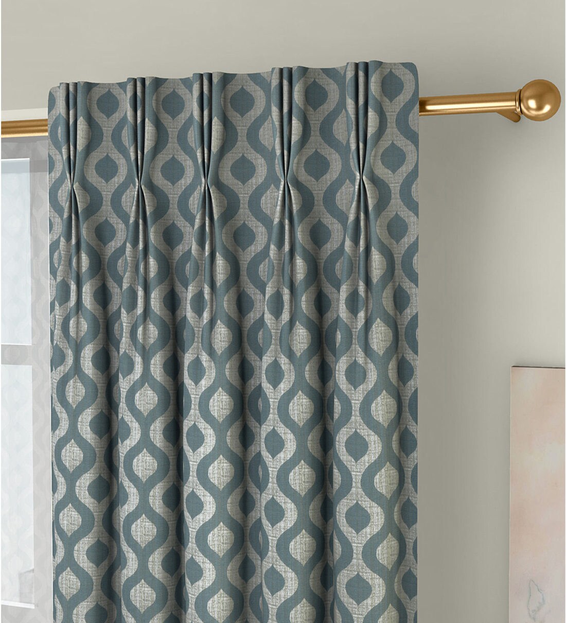 Buy Green Traditional Poly Cotton 7 Ft Light Filtering Pinch Pleat Door ...