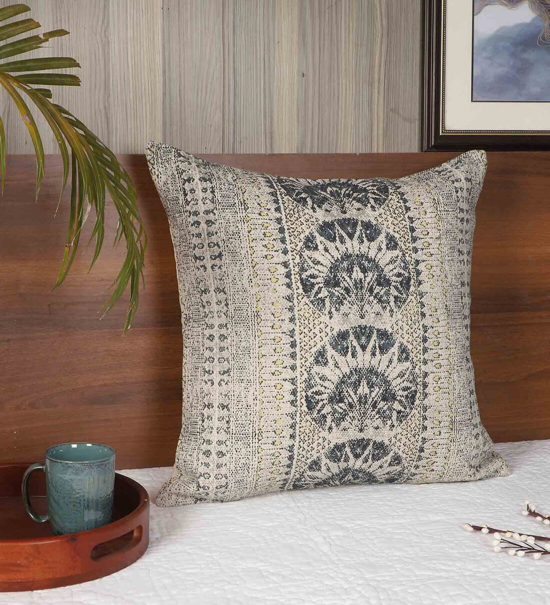 Buy Grey Abstract Cotton 20 x 20 Inch Cushion Cover by Shine Export ...