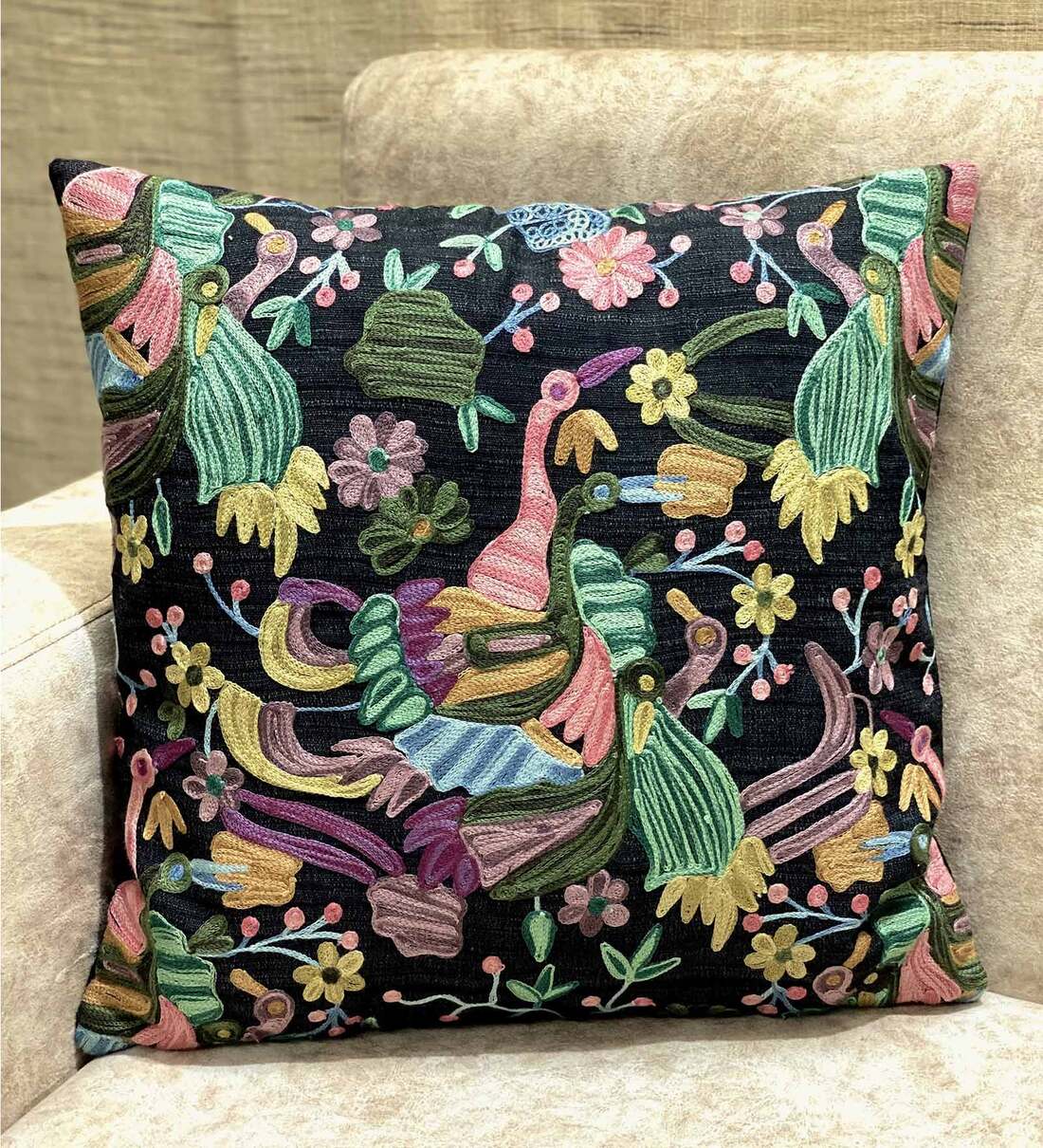 Buy Black Floral Silk 16 x 16 Inches Cushion Cover by House Of Silko at 42% OFF by House Of ...