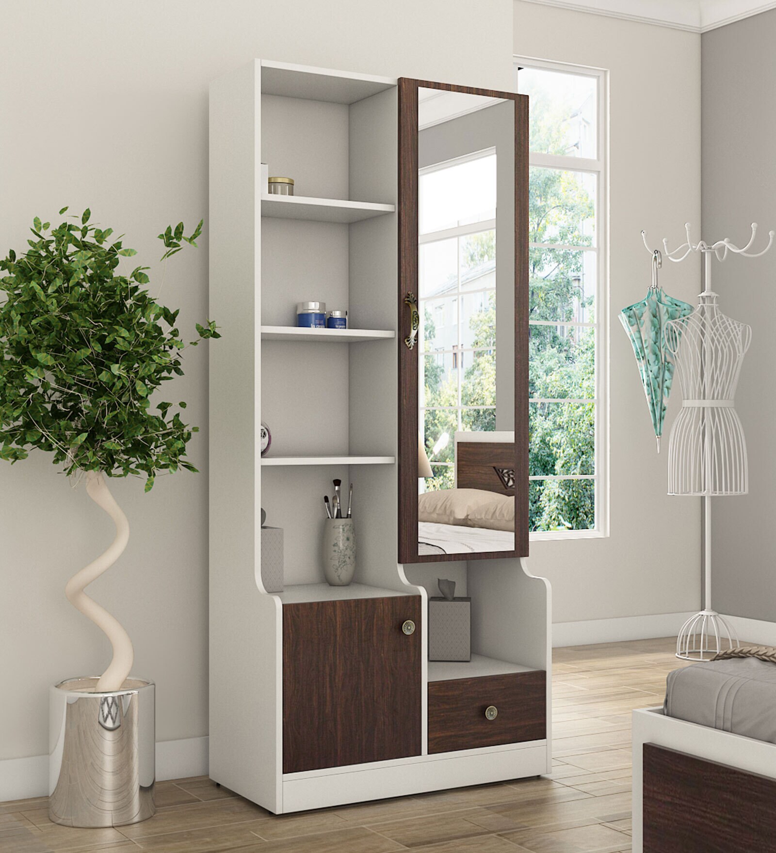 Buy Grace Dressing Unit in Frosty White & Choco Walnut Finish at 20% ...