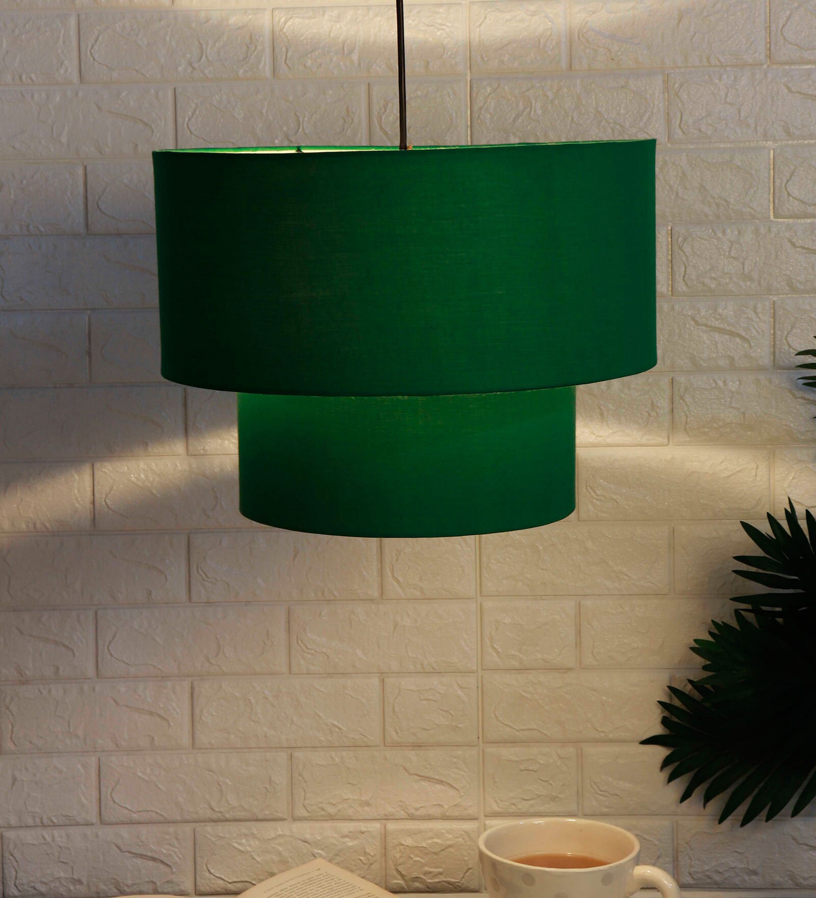 Buy Fern Green Fabric Hanging Light by Grated Ginger Online - Drum ...