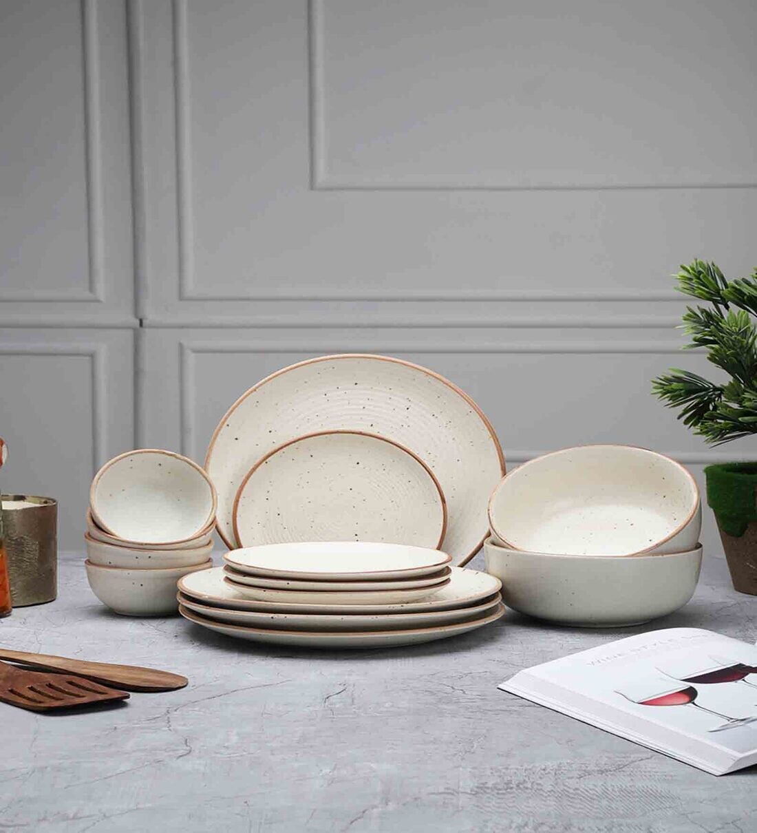 Buy Handcrafted (Set of 14) Ceramic Dinner Set by Miah Decor Online ...