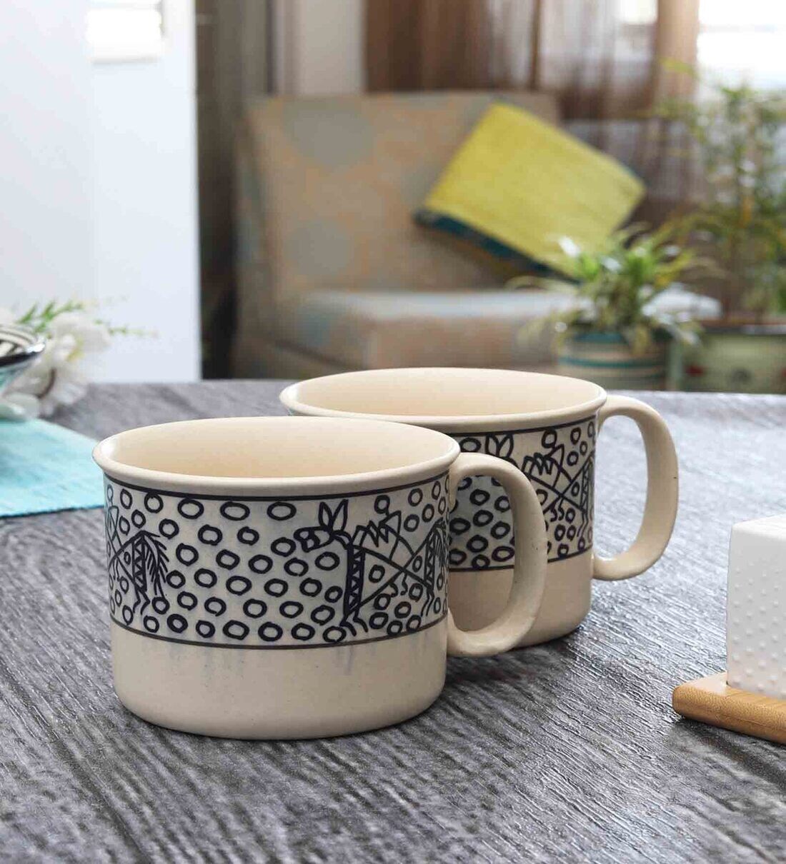 Buy HandPainted Funky 500ml Multicolour (Set of 2) Ceramic Coffee Mug ...