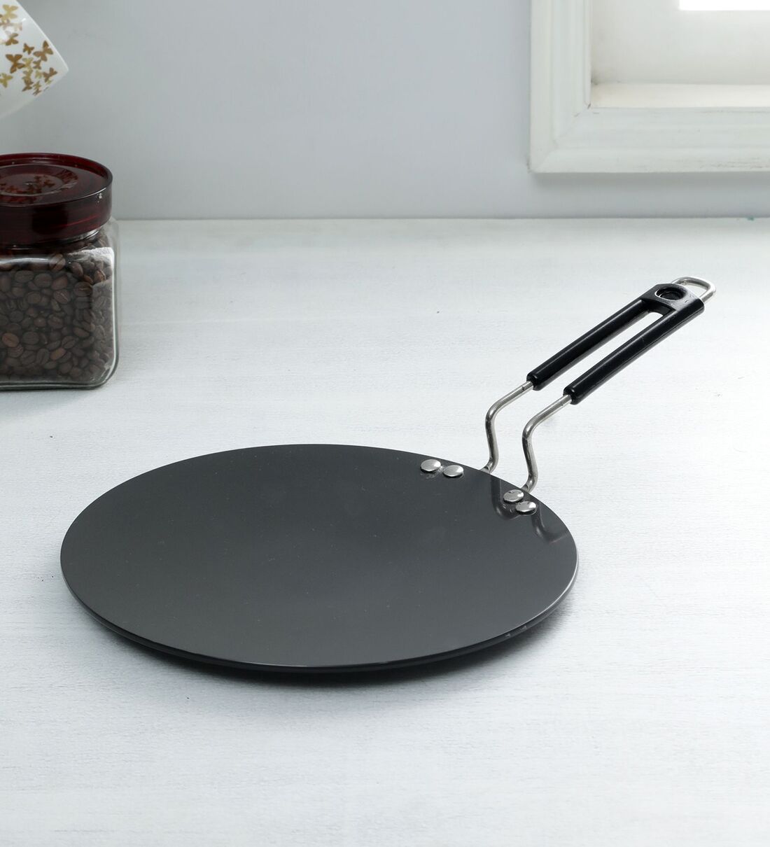 Buy Black Aluminium 4 Mm Rod Hard Anodized Non-Stick Chapati Tawa With ...