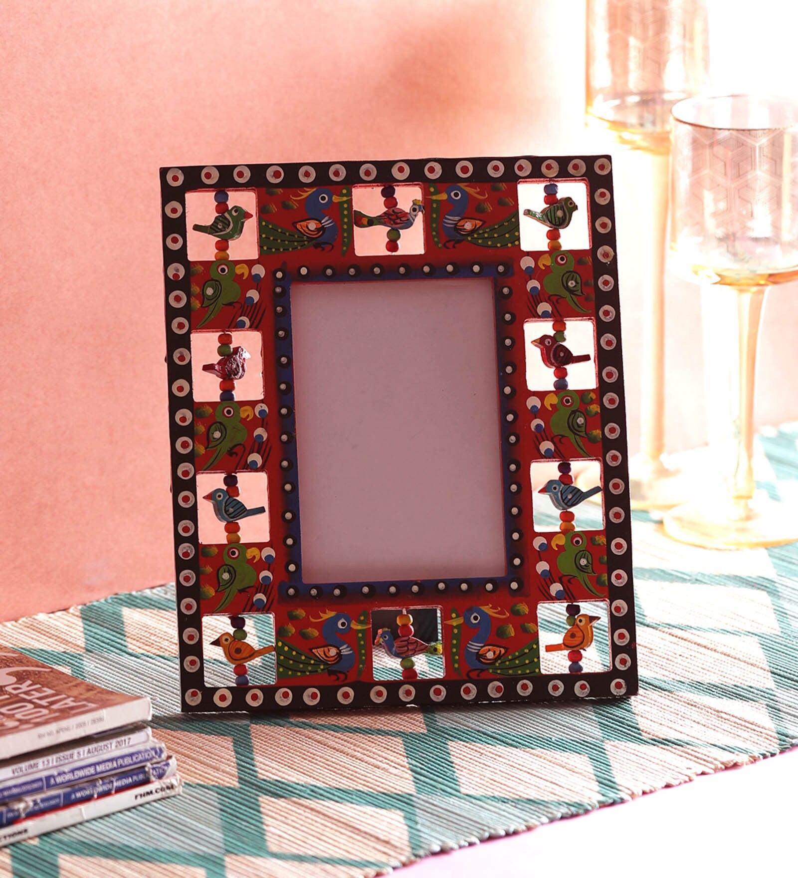 Buy Hand Painted Red Bird Photo Frame at 8% OFF by Vareesha | Pepperfry