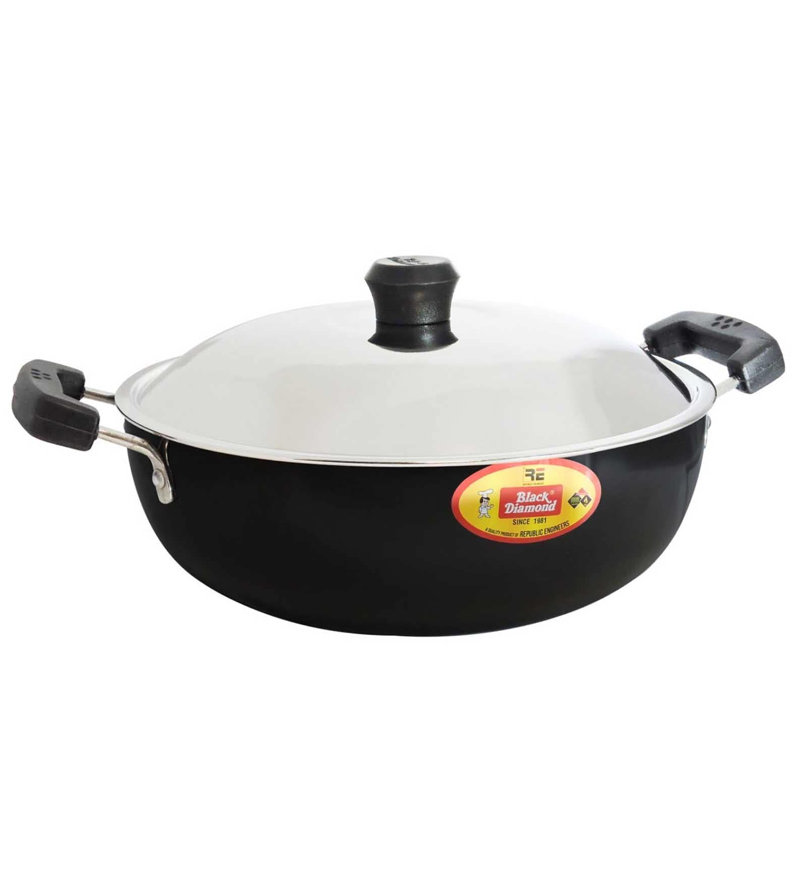 Buy Brook Induction Base & Hard Anodised Black Aluminium Kadhai with ...