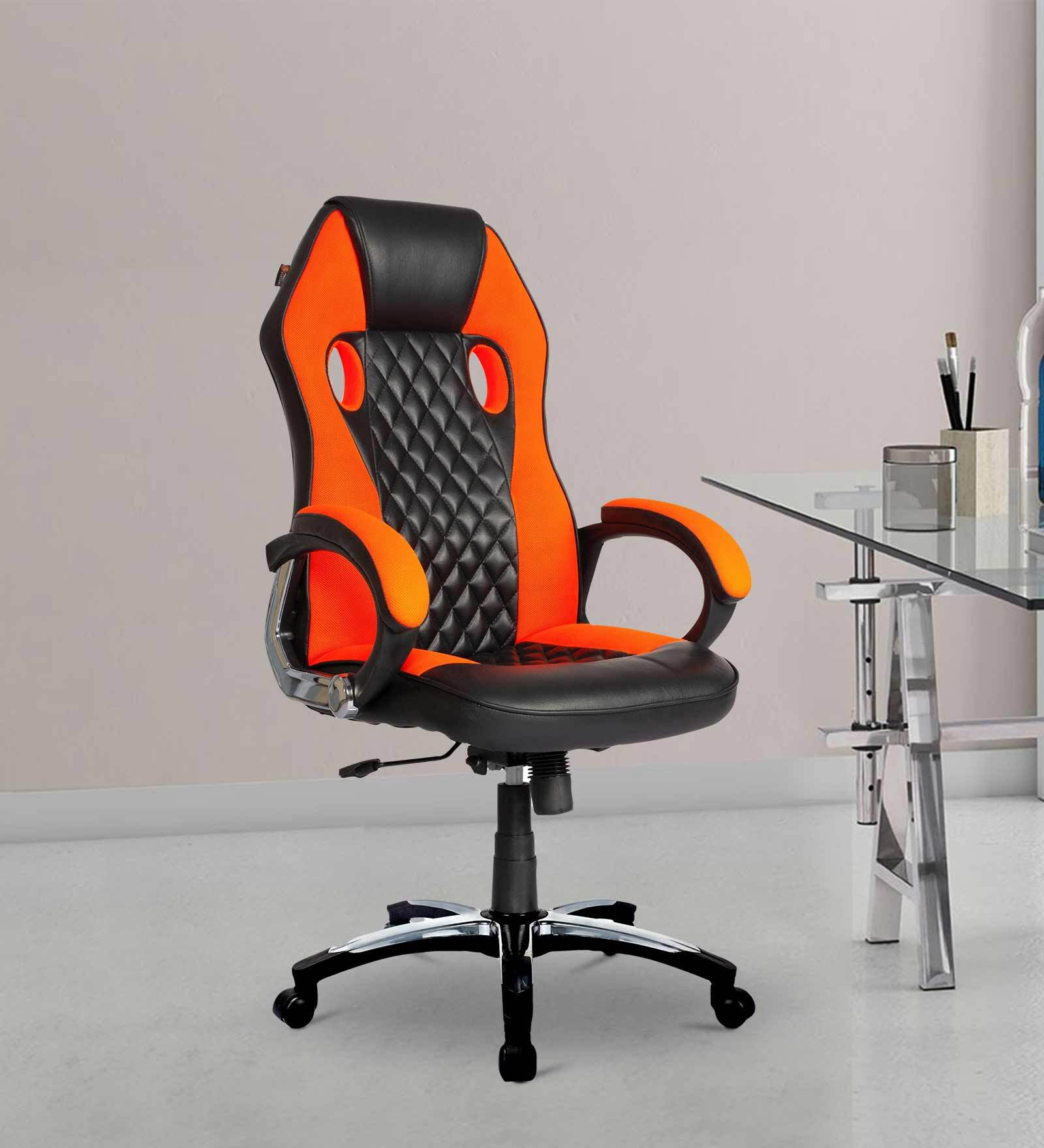Buy Leatherette High Back Slim Designer Gam Executive Chair In Orange ...