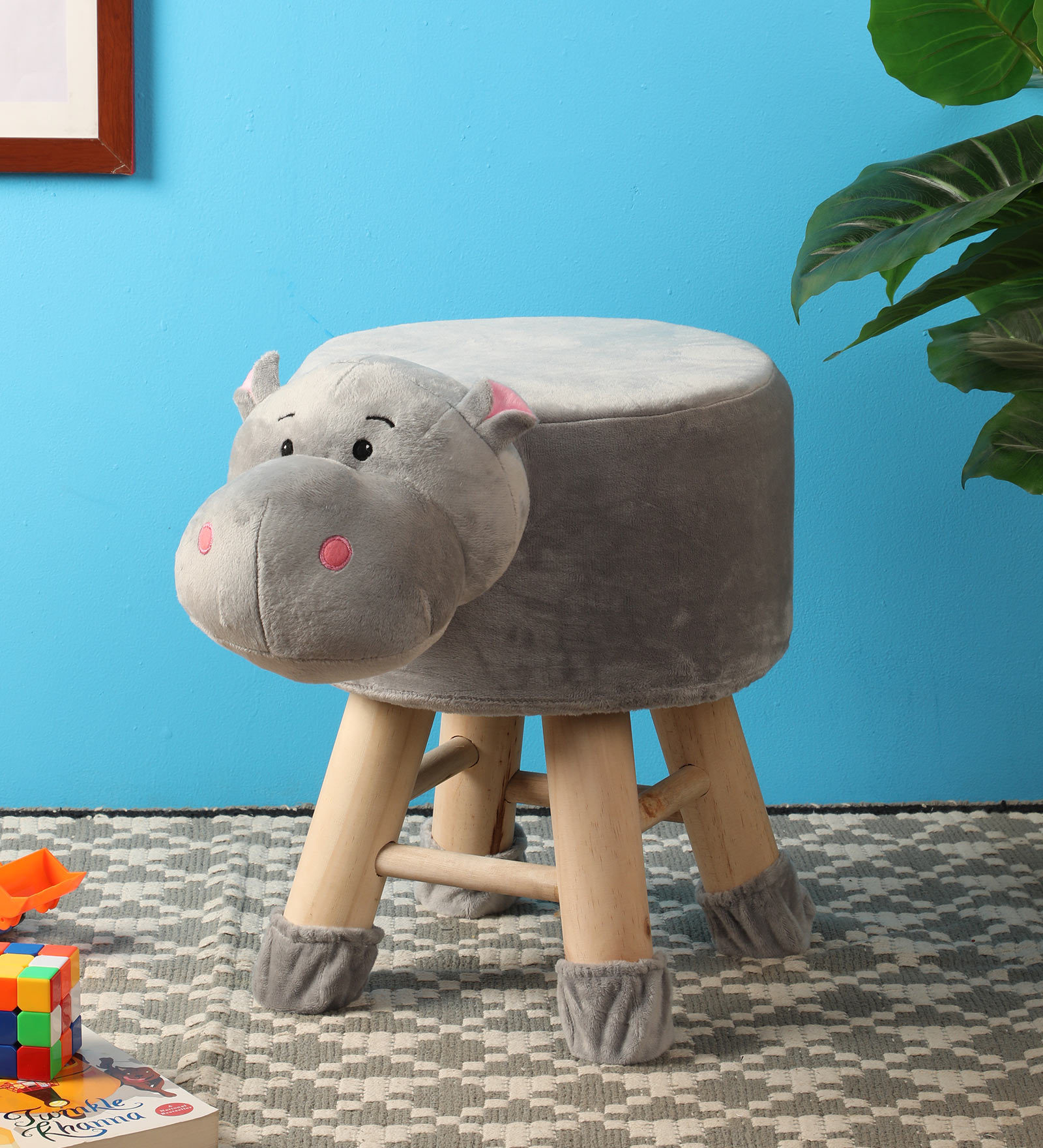 Buy Hippo Kids Stool in Grey Colour by BestP Online - Kids Stools ...