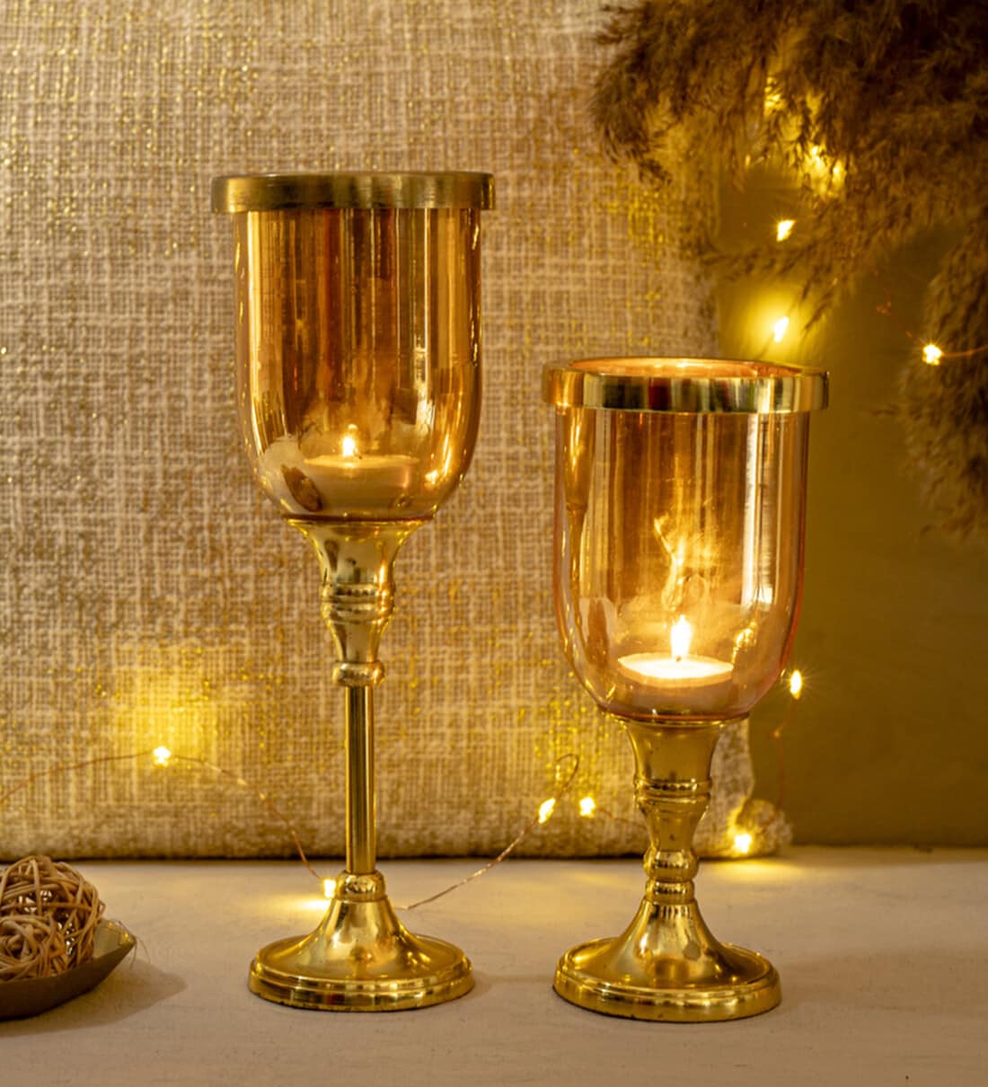 Buy Hurricane Gold Color Glass/metal by The 7th Dekor Online - Candle ...
