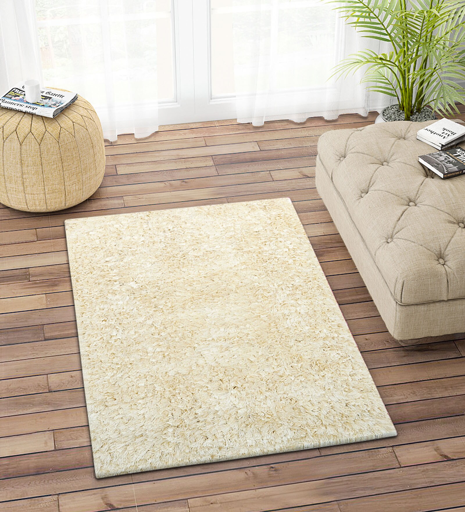 Buy Imperial Knots Ivory Polyester 36 x 29 Inch Carpet Online - Solids ...