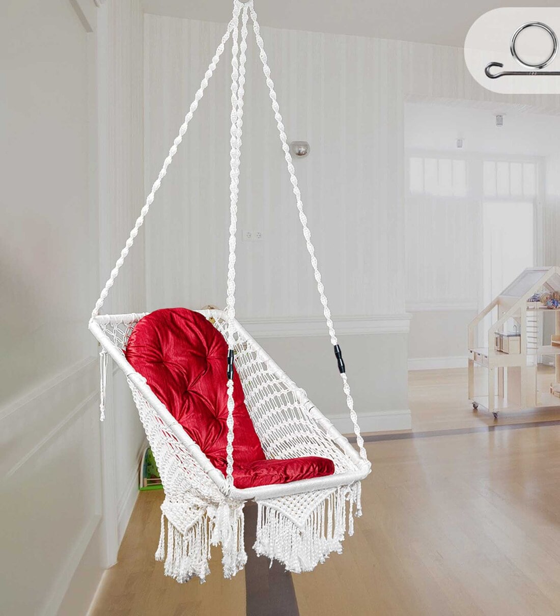 Buy Square shape Indoor Fabric Swing in White Colour at 65% OFF by ...