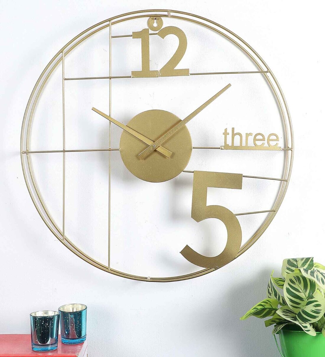 Buy Iron 12-Three-5 Elegant Gold Wall Clock at 33% OFF by Amaya Decors ...