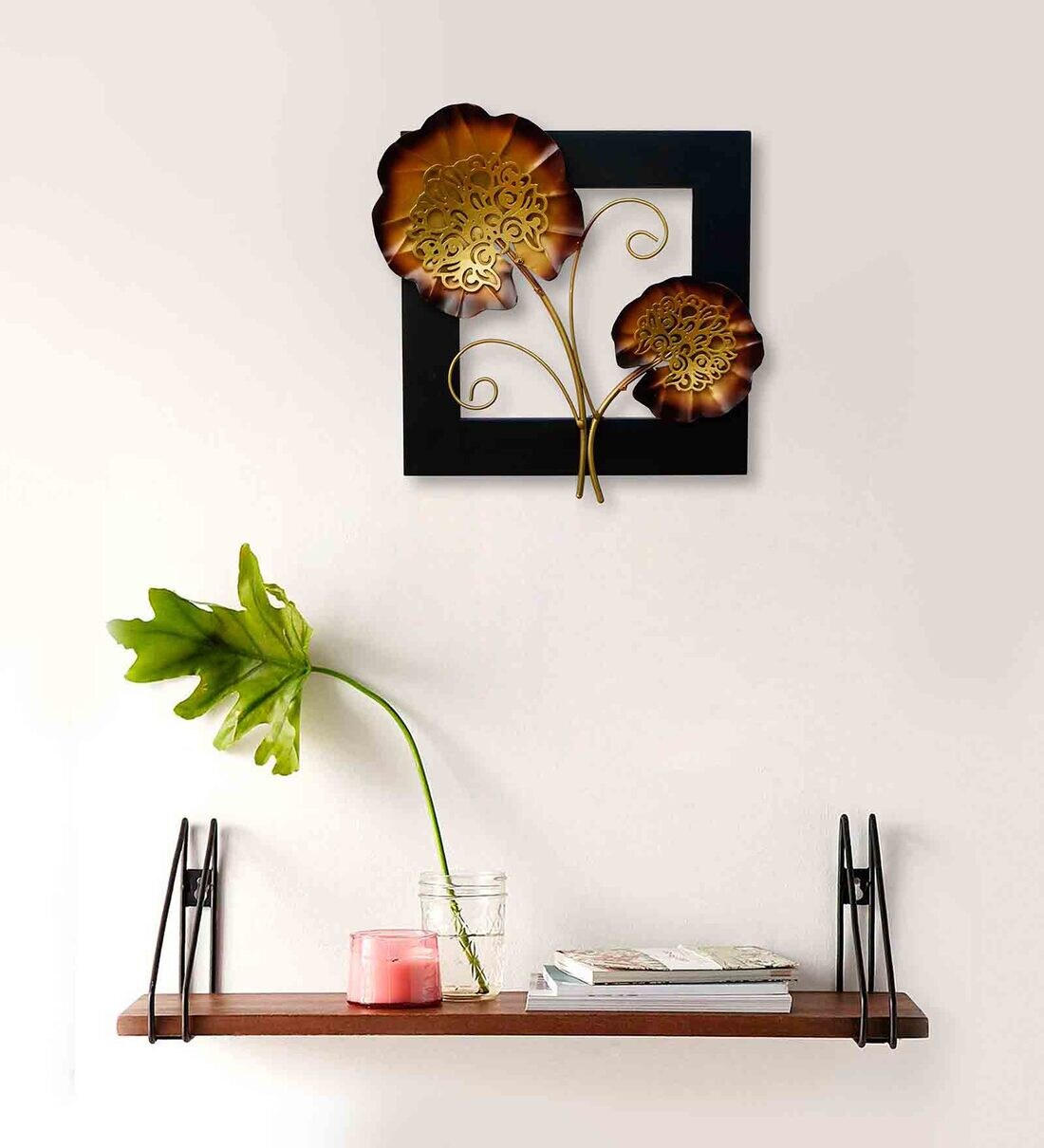 Buy Iron Iron Leaves Wooden Frame Wall Art at 15% OFF by eCraftIndia ...