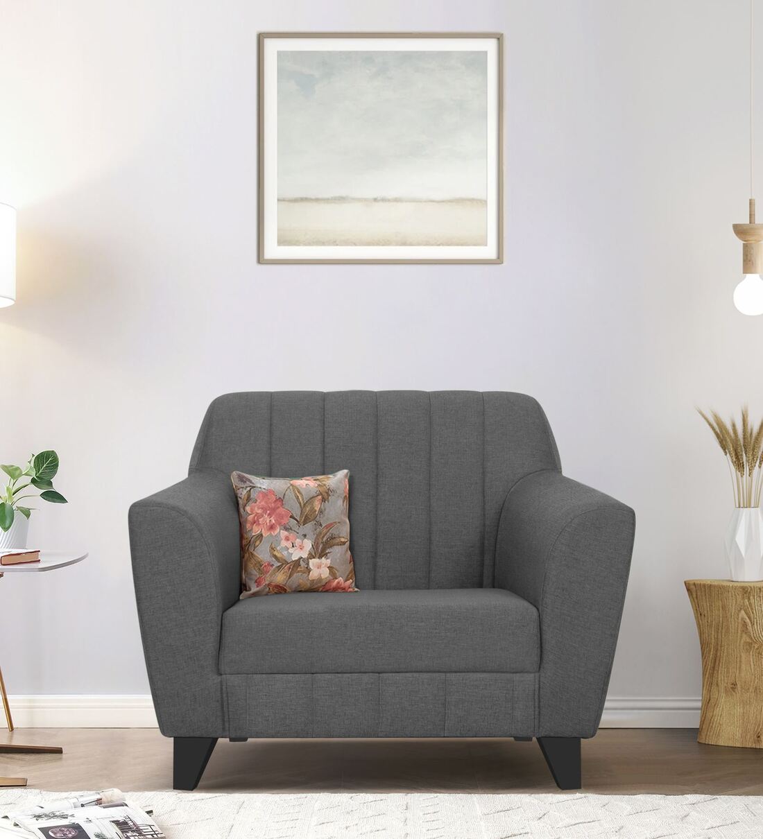 Buy Java Fabric 1 Seater Sofa In Grey Colour Online - Contemporary 1 ...