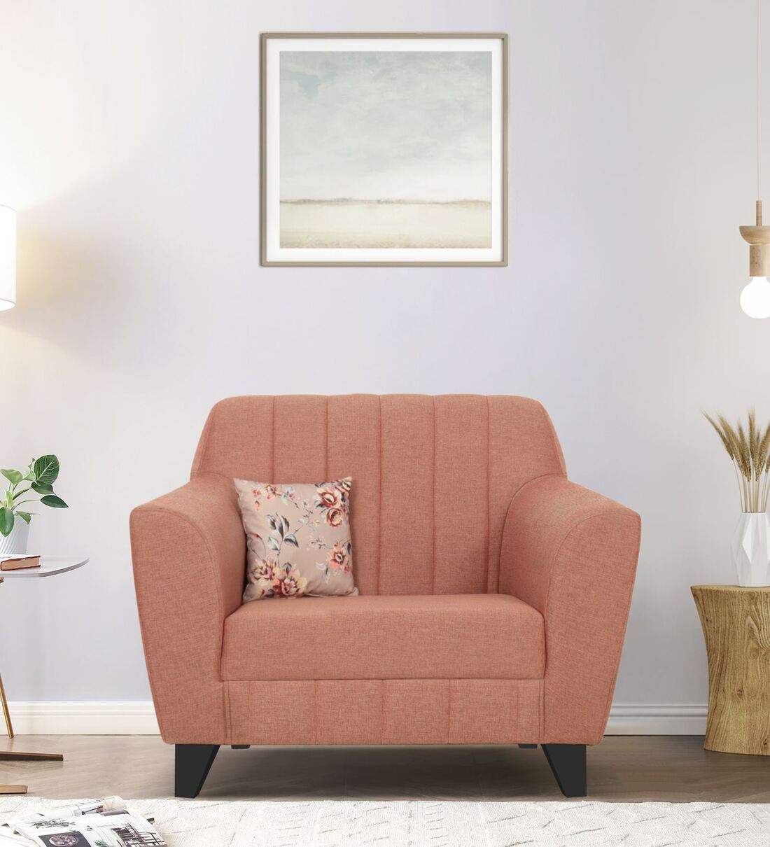 Buy Java Fabric 1 Seater Sofa In Pink Colour Online - Contemporary 1 ...