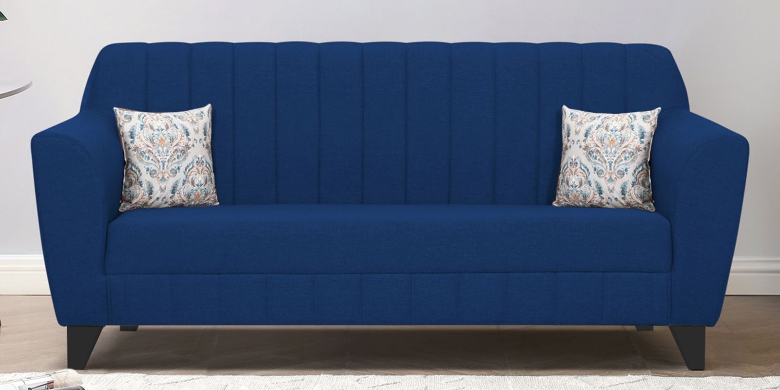 Buy Java Velvet 3 Seater Sofa In Velvet Blue Colour Online ...