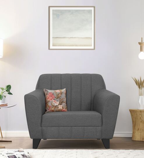 Buy Java Velvet 1 Seater Sofa In Velvet Grey Colour Online ...