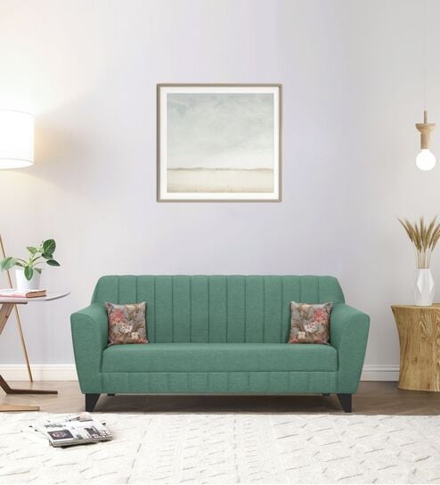Buy Java Fabric 3 Seater Sofa In Imperial Green Colour Online ...