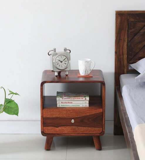 Buy Jelks Solid Wood Bedside Table In Honey Oak Finish With Drawer at ...