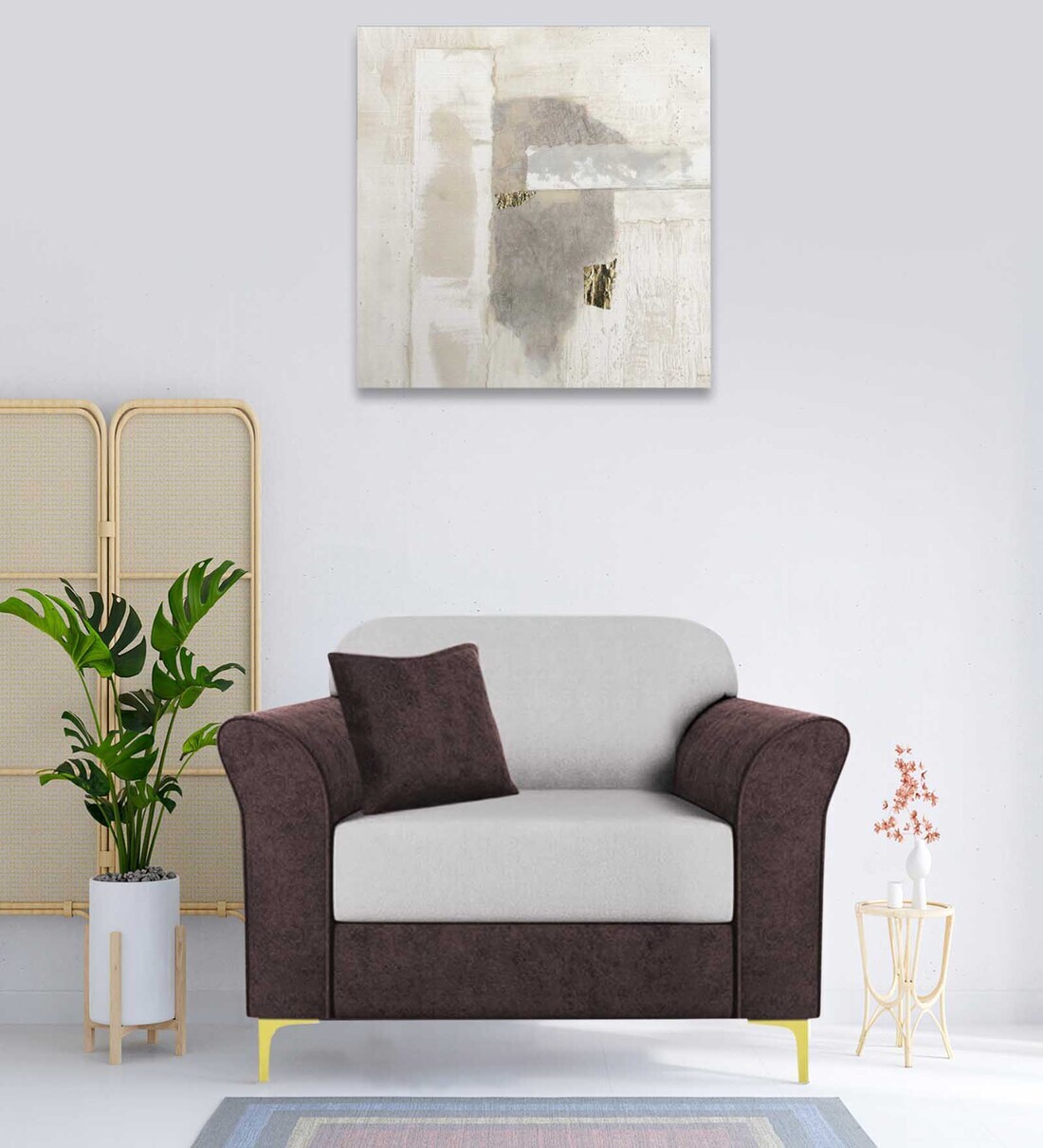 Buy Jordan Velvet 1 Seater Sofa in Mocha Brown & Concreate Grey Colour ...