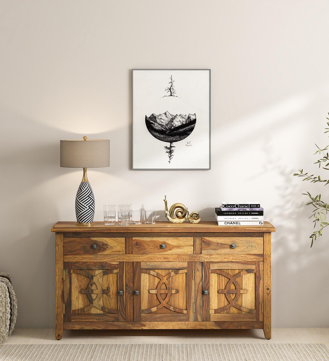 Buy Karl Sheesham Wood Sideboard In Scratch Resistant Rustic Teak ...