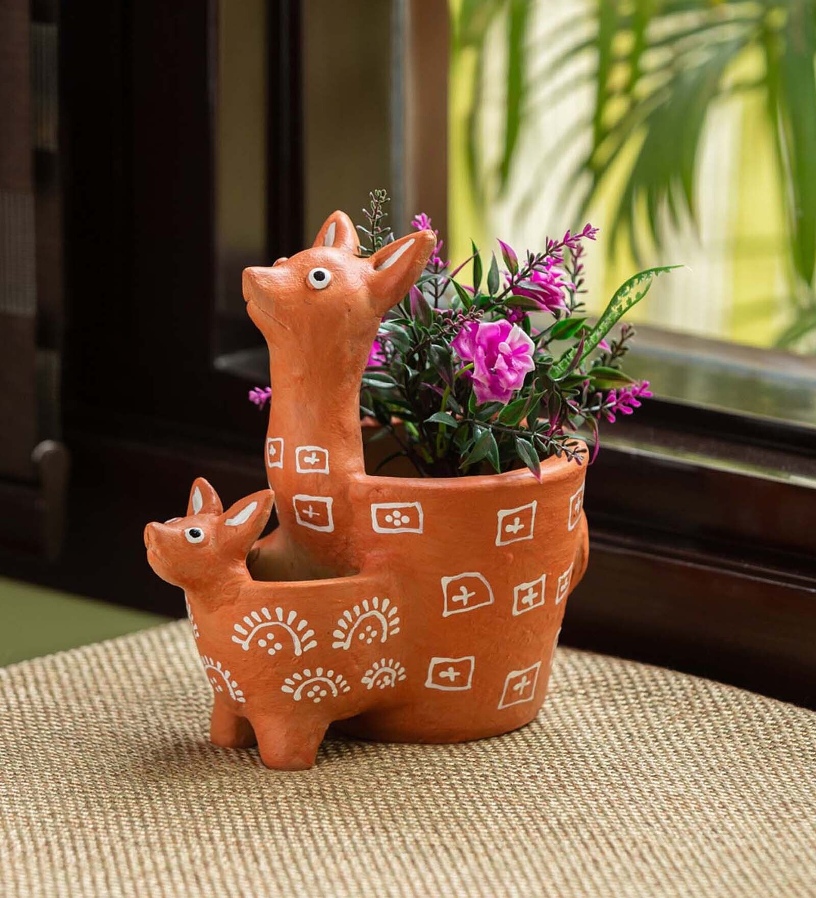 Buy Kangaroo & Kid Handmade & Hand Painted Planter Pot In Terracotta (7 ...
