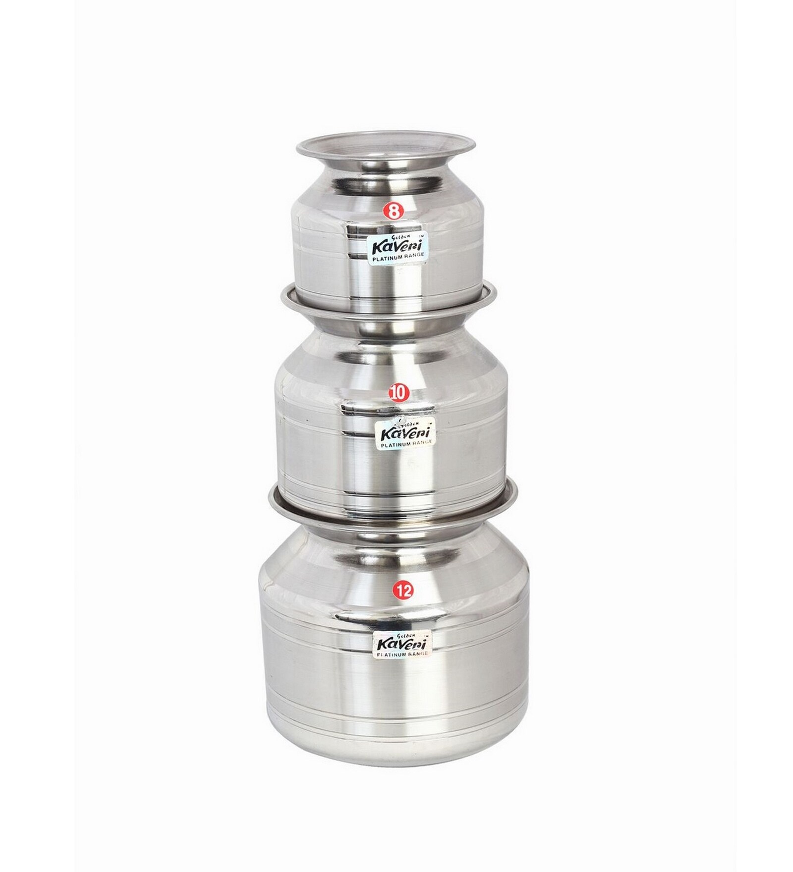 Buy Kaveri Stainless Steel Kalash Water Container Dudh Kundi - Set of 3 ...