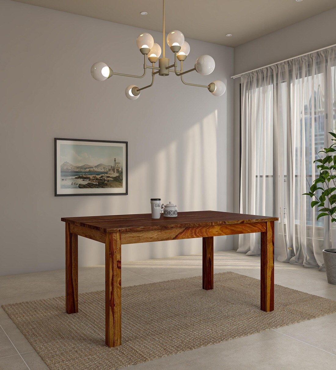 Buy Kentan Sheesham Wood 6 Seater Dining Table In Rustic Teak Finish at ...