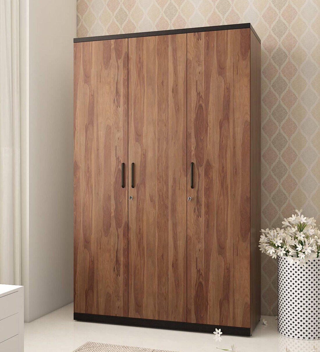 Buy Kosmo Woodland 3 Door Wardrobe in Sheesham Finish at 30% OFF by ...