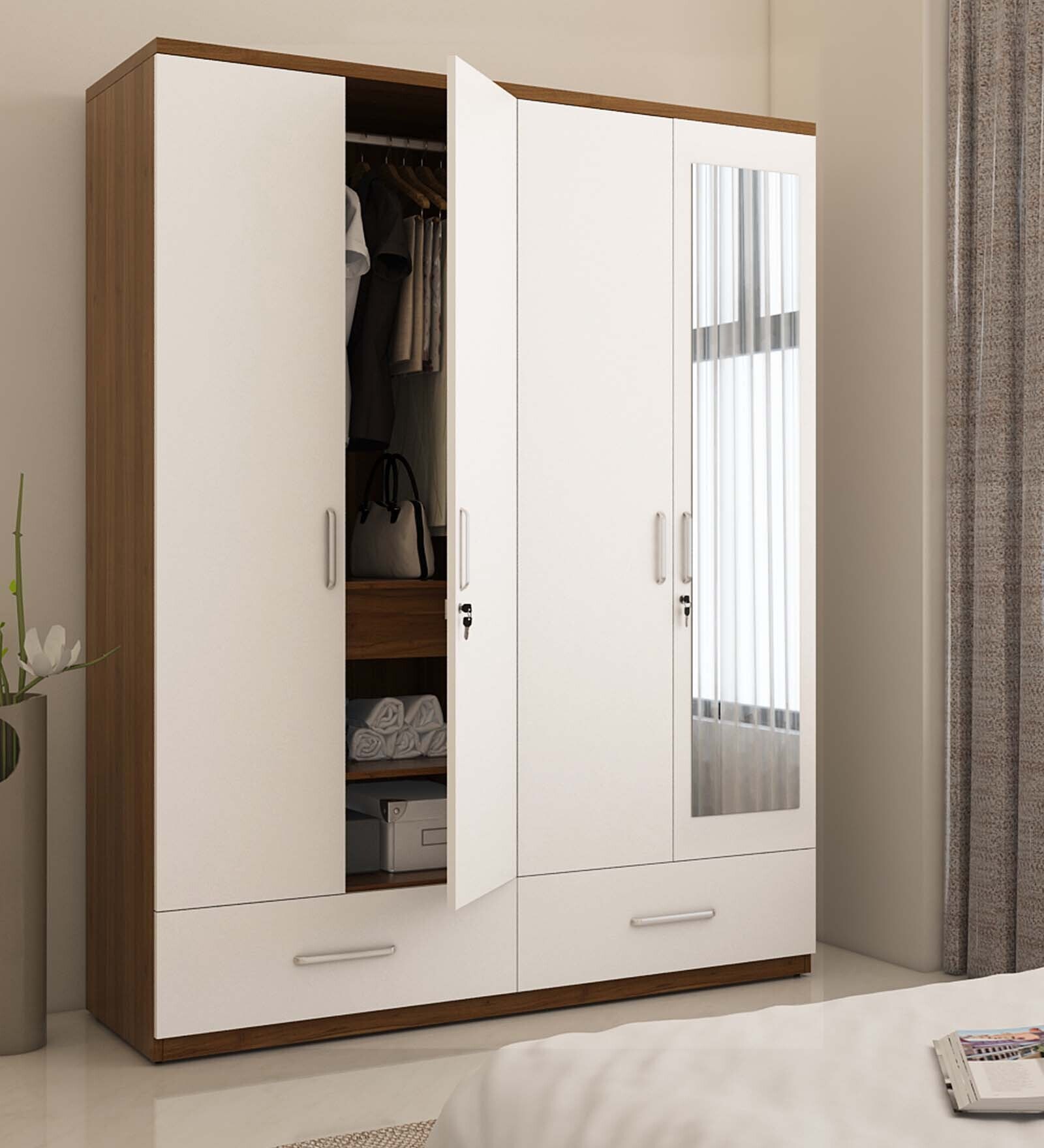 Buy Kosmo Apex 4 Door Wardrobe in Frosty White Finish with Mirror at 20 ...